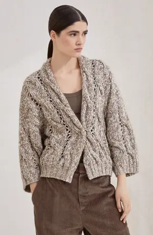 Brunello Cucinelli Chiné Cable Knit Cardigan