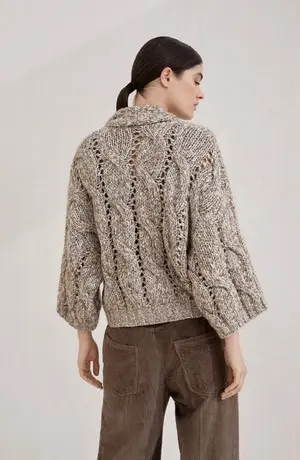 Brunello Cucinelli Chiné Cable Knit Cardigan