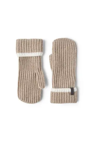 Brunello Cucinelli Cashmere Knit Mittens Light Brown