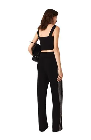 Maje Knitted Crop Top With Straps - Black