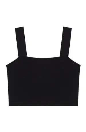 Maje Knitted Crop Top With Straps - Black