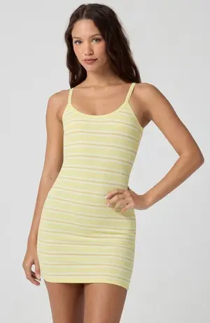 FLORENCE BY MILLS Cutout Tank Mini Dress - Yellow Iris Stripe
