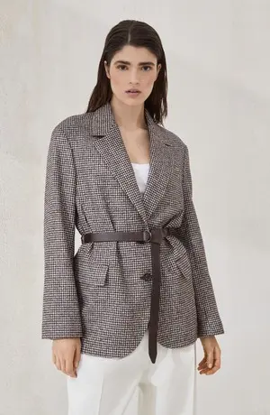 Brunello Cucinelli Houndstooth Blazer With Monili Detail