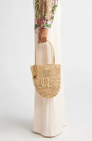 Chloé Small Crocheted Raffia Tote - Hot Sand