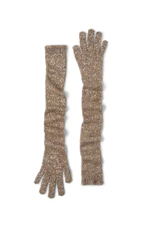 Brunello Cucinelli Sequin-embellished Knit Gloves - Beige