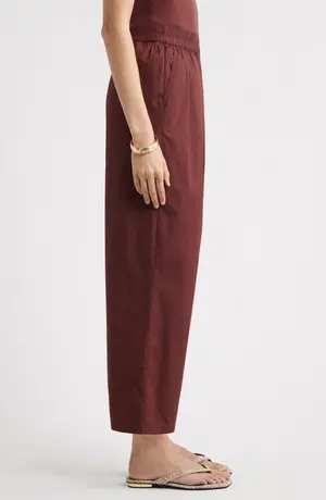 Nordstrom Cotton Poplin Cropped Pants - Brown Raisin