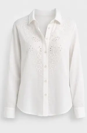 Calypso St. Barth Lucille Embroidered Eyelet Button-front Shirt
