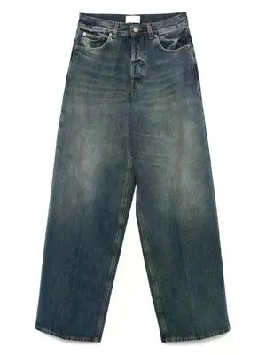 HAIKURE High-waist Wide-leg Jeans With Logo Patch