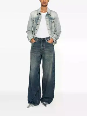 HAIKURE High-waist Wide-leg Jeans With Logo Patch