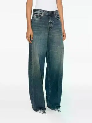 HAIKURE High-waist Wide-leg Jeans With Logo Patch