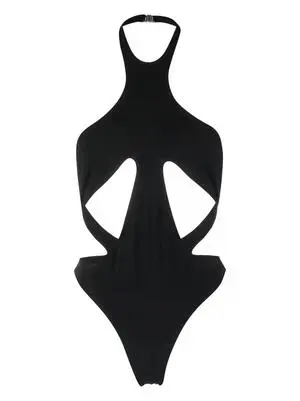 MUGLER Halterneck Cut-out Swimsuit - Black