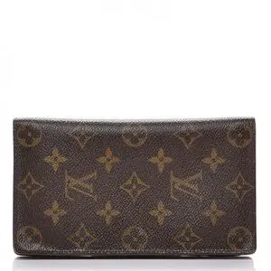 LOUIS VUITTON Checkbook Wallet Porte Chequier Cartes Credit European Monogram - Brown