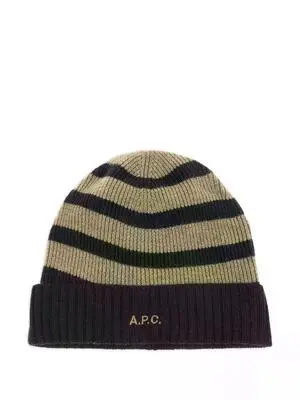 A.p.c. Striped Beanie - Black