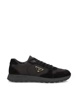 Prada Ivory Lamb Leather Sneakers - Black