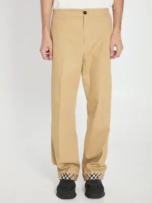 Burberry Cotton Trousers With Elasticated Waistband - Beige