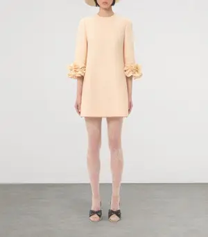 Valentino Garavani Crepe Couture Mini Dress With Ruffled Sleeves