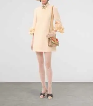 Valentino Garavani Crepe Couture Mini Dress With Ruffled Sleeves