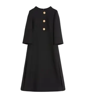 Valentino Garavani Wool-silk A-line Midi Dress - Black