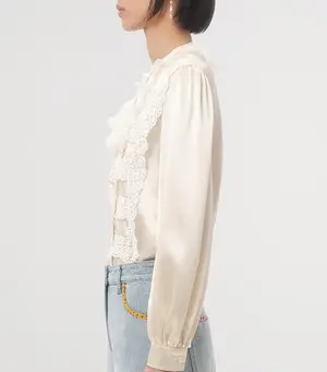 Valentino Garavani Silk Lace-trimmed Blouse