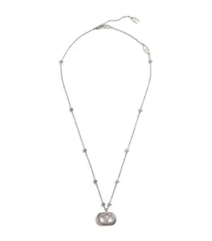 Valentino Garavani Ovalette Vlogo Pendant Necklace - Silver