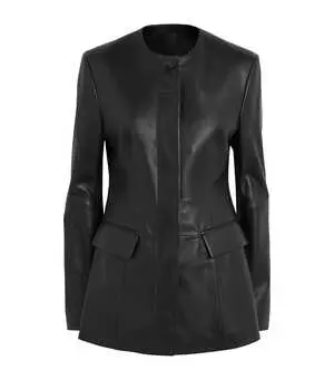 Women's Collarless Leather Jackets