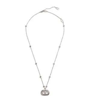 Valentino Garavani Ovalette Vlogo Pendant Necklace - Silver