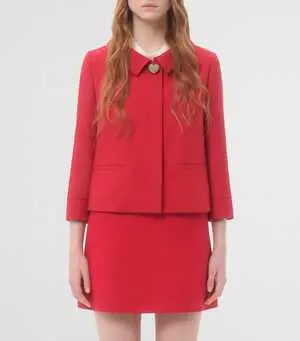 Valentino Garavani Wool-silk Embellished Jacket - Red