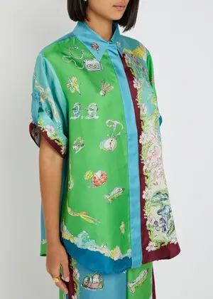 ALEMAIS Printed Silk-twill Shirt - Multicoloured