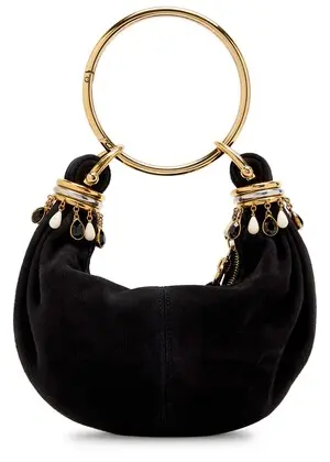 Black Suede Top-Handle Bags