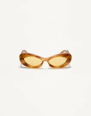 Valentino Garavani Narrow Oval Sunglasses - Beige/amber