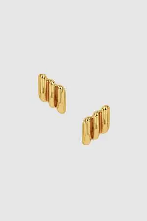 ANINE BING Diagonal Ribbed Earrings - Gold