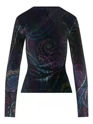 Etro Paisley-print Velvet T-shirt - Black