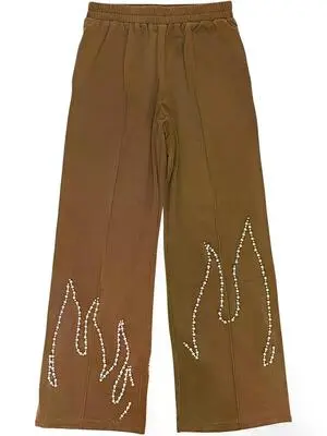BIRTH OF ROYAL CHILD Flame Pearl Velvet Track Pants - Brown