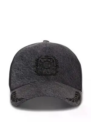 Balmain Embroidered Denim Cap - Grey