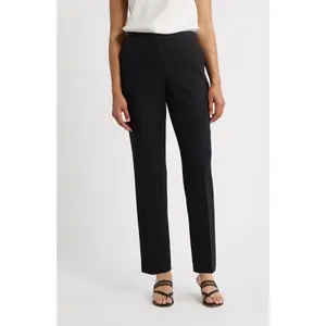 KASPER Straight-leg Pleated Trousers - Black