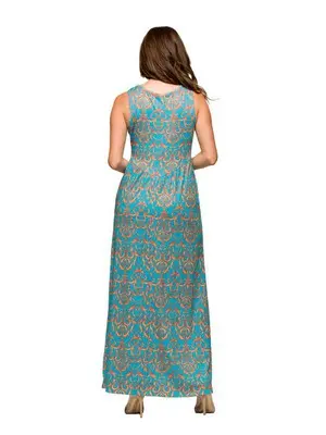 24SEVEN COMFORT APPAREL Sleeveless V-neck Maxi Dress With Pockets