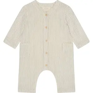 MORI Organic Cotton Muslin Romper - Blue Stripe
