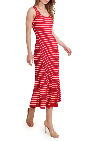 FREEMARKET Striped Ribbed Midi Dress