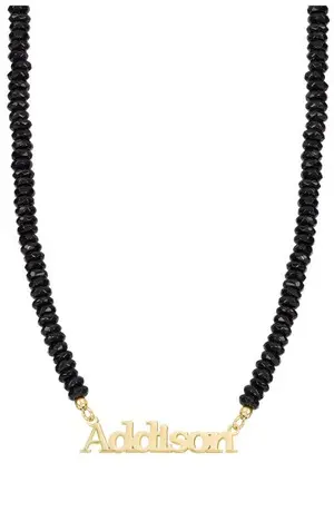 ATHRA LUXE Personalized Name Onyx Bead Necklace - Gold