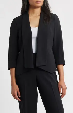 KASPER Shawl Collar Open Front Jacket