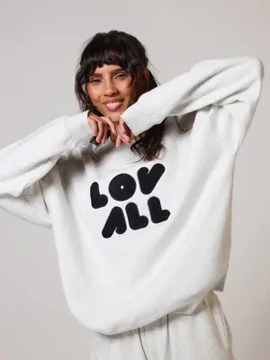 LOVALL Oversized Long Sleeve Sweatshirt - Light Grey Marl