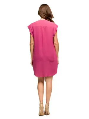 24SEVEN COMFORT APPAREL Maternity V-neck Knee Length Dress - Rose