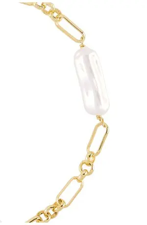 ATHRA LUXE Faux Pearl And Paper Clip Chain Bracelet