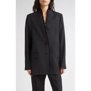 TOTEME Raw Lapel Wool Twill Blazer - Black
