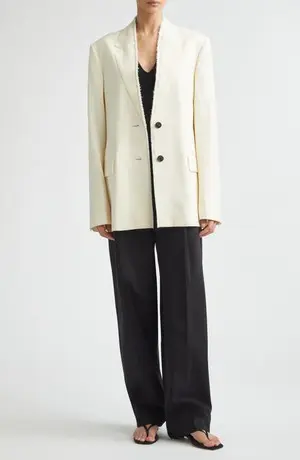 TOTEME Raw Lapel Wool Twill Blazer - Ecru