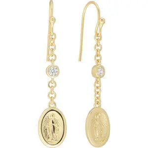 ATHRA LUXE Virgin Mary Drop Earrings - Gold