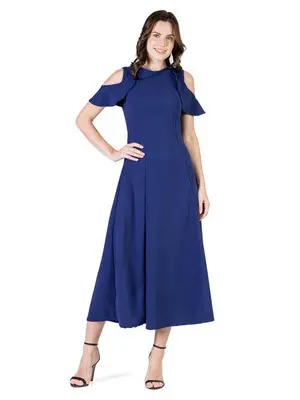 24SEVEN COMFORT APPAREL V-neck Sleeveless Maxi Dress With Belt - Navy
