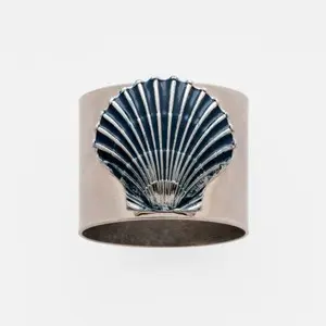 JOANNA BUCHANAN Painted Shell Napkin Rings Blue