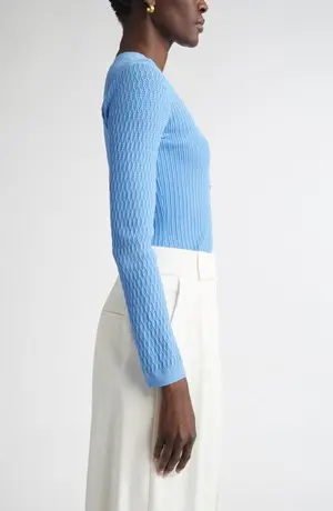 St. John Mixed Stitch Henley Sweater