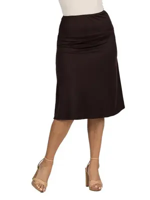 24SEVEN COMFORT APPAREL A-line Knee Length Skirt - Brown